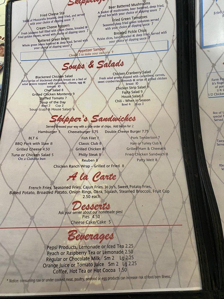 Menu at Skipper's Restaurant, Mountain Home