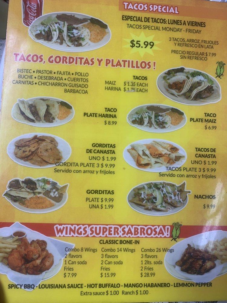 Menu at TORTILLERIA Y POLLOS ASADOS LA SUPER SABROSA restaurant, Fort Worth