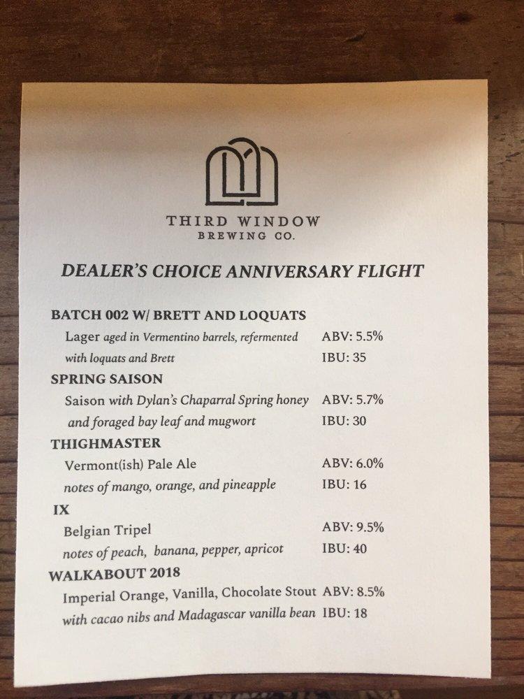 Menu at Third Window Brewing Santa Barbara, Santa Barbara
