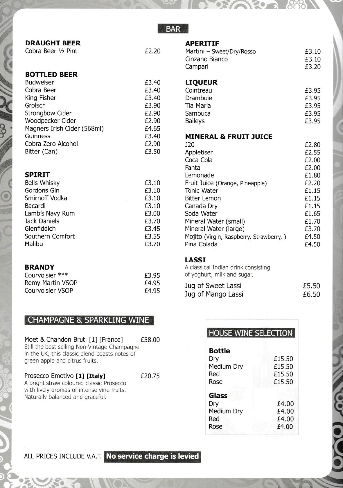 Menu at Zafraan Restaurant, Timperley