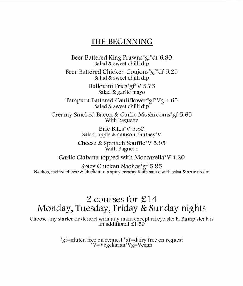 Menu at Aikton Arms pub & bar, England