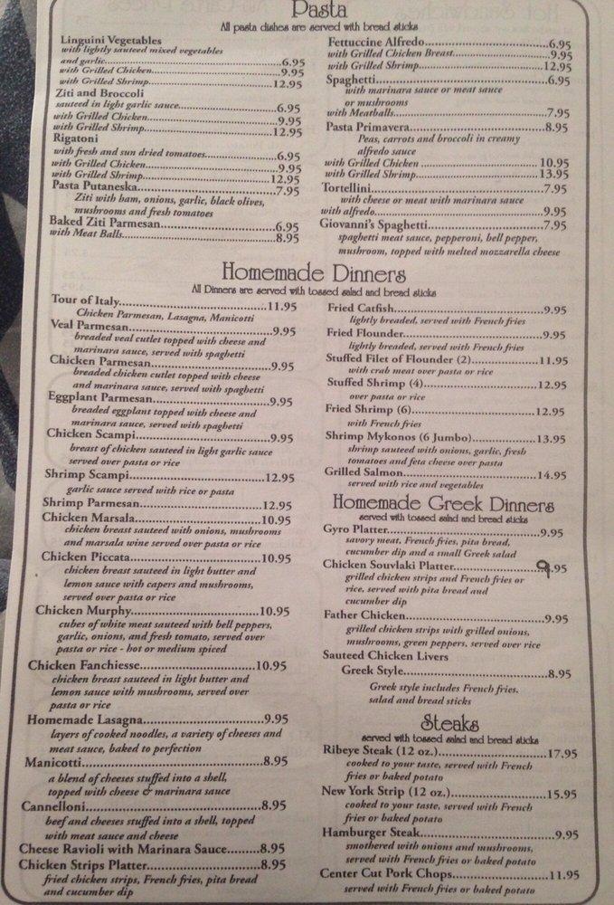 Menu at Giovannis Pizza LLC pizzeria, Oneonta