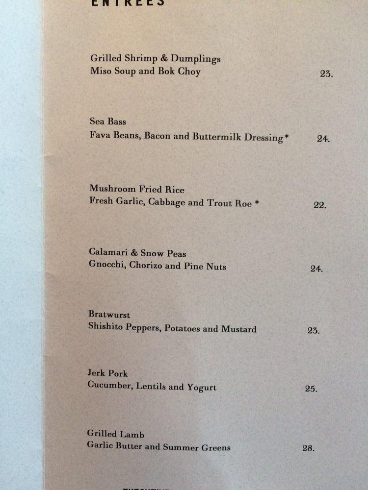 Menu at Gramercy Tavern pub & bar, New York City, 42 E 20th St