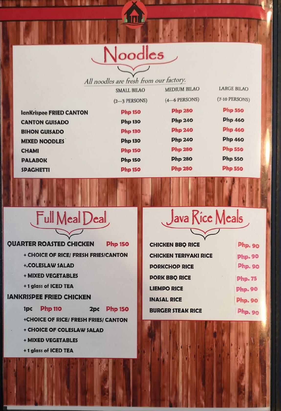 Menu at Kamalig Garden Grill & Restaurant, Laoag City