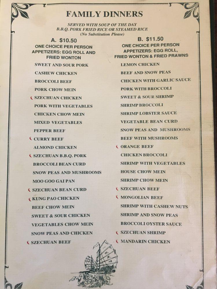 Menu at Williams Chinese Restaurant, Williams