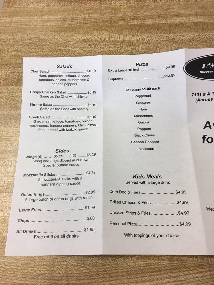 Menu at D'Michaels restaurant, Theodore