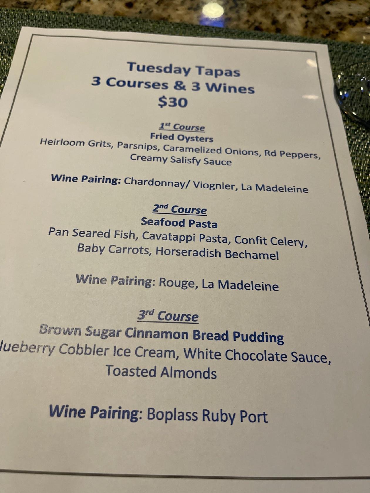 Menu at Fin Seafood restaurant, Newport News