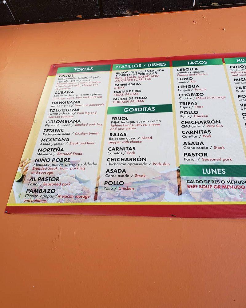 Menu at La Torta Loca restaurant, Louisville, Preston Hwy Suite C