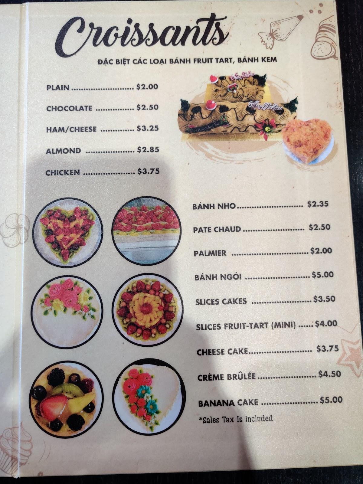Menu at Le Croissant Doré restaurant, Westminster