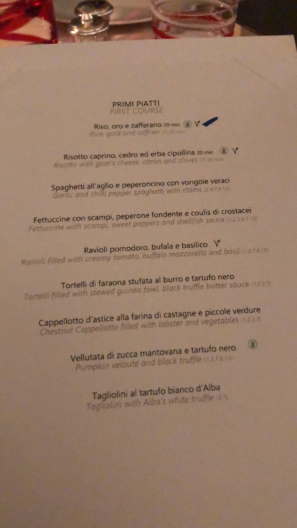 Menu at Ristorante La Terrazza Gualtiero Marchesi, Tremezzo