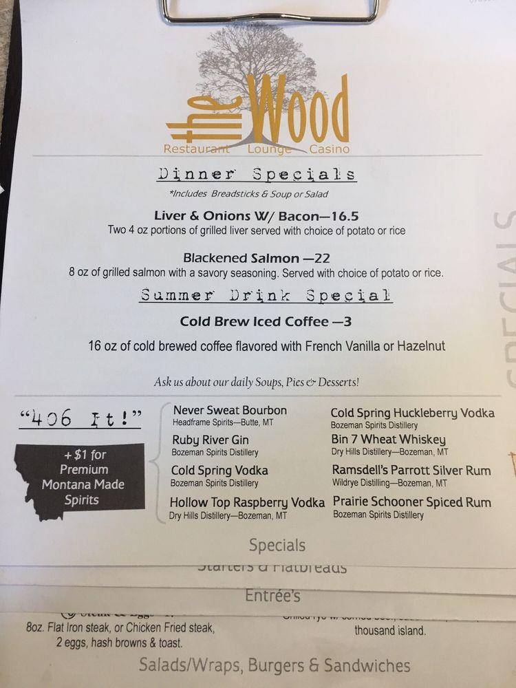 Menu at The Wood restaurant, Glasgow