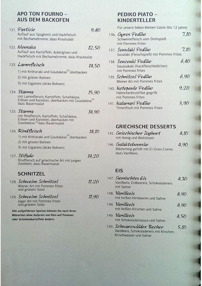 Speisekarte von Restaurant Leonidas, Bochum, Annastraße 25 Am ...