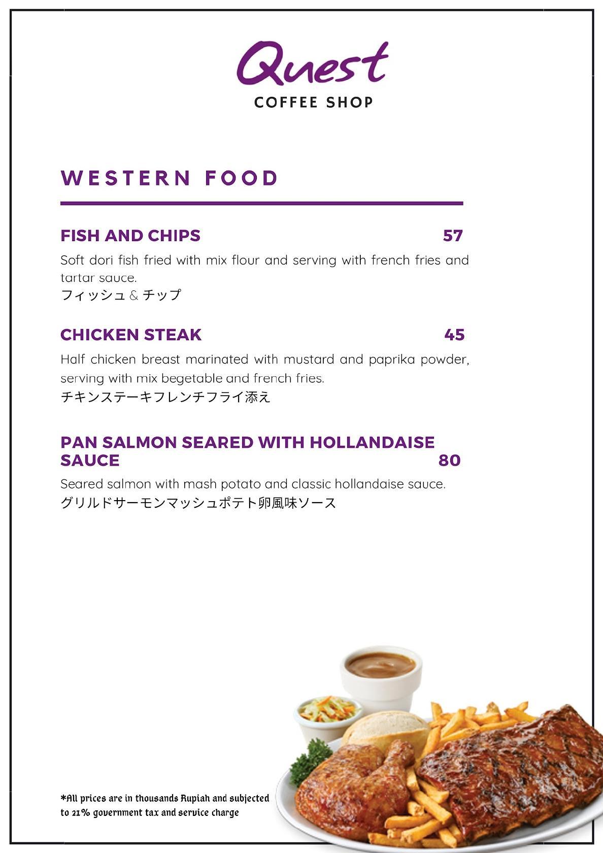 Menu at Quest Hotel Cikarang restaurant, Bekasi Regency