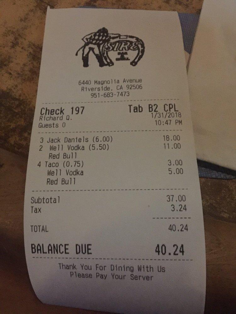 Menu at Sire Restaurant, Riverside