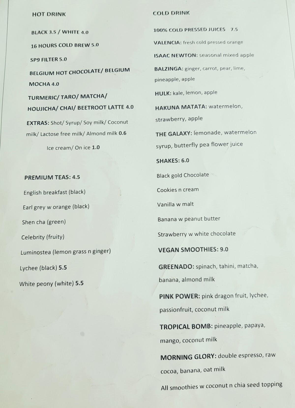 Menu at Atlas Food + Coffee cafe, West Perth