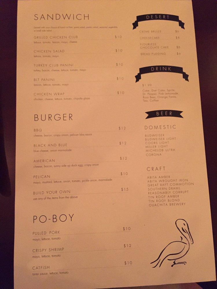Menu at The Fat Pelican restaurant, Monroe