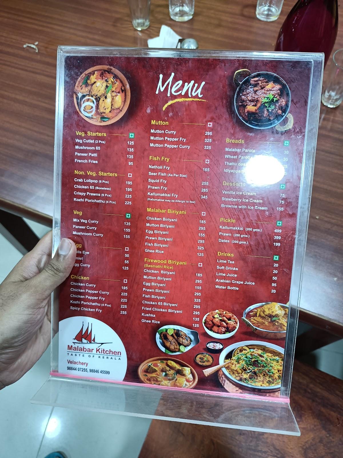 Menu at Malabar Kitchen, Chennai, Floor