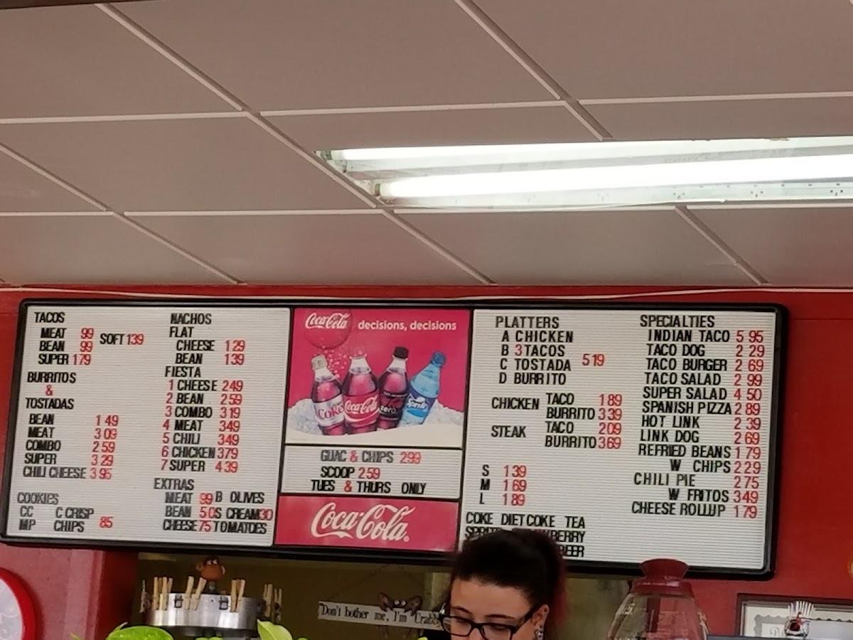 Menu at Mid Del Taco Inc restaurant, Del City
