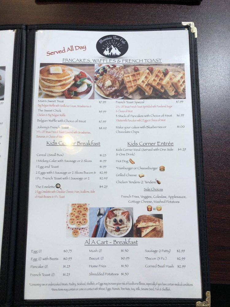 Menu at Mountain View Cafe, Smithfield