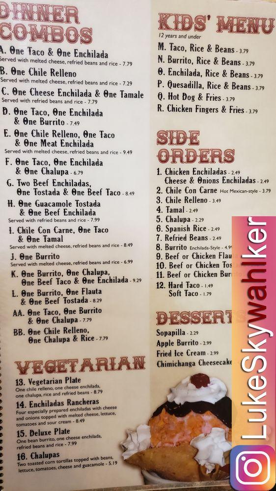 Menu at Old Mexico, Mexican Resturant restaurant, Greenville, 941 Fort ...
