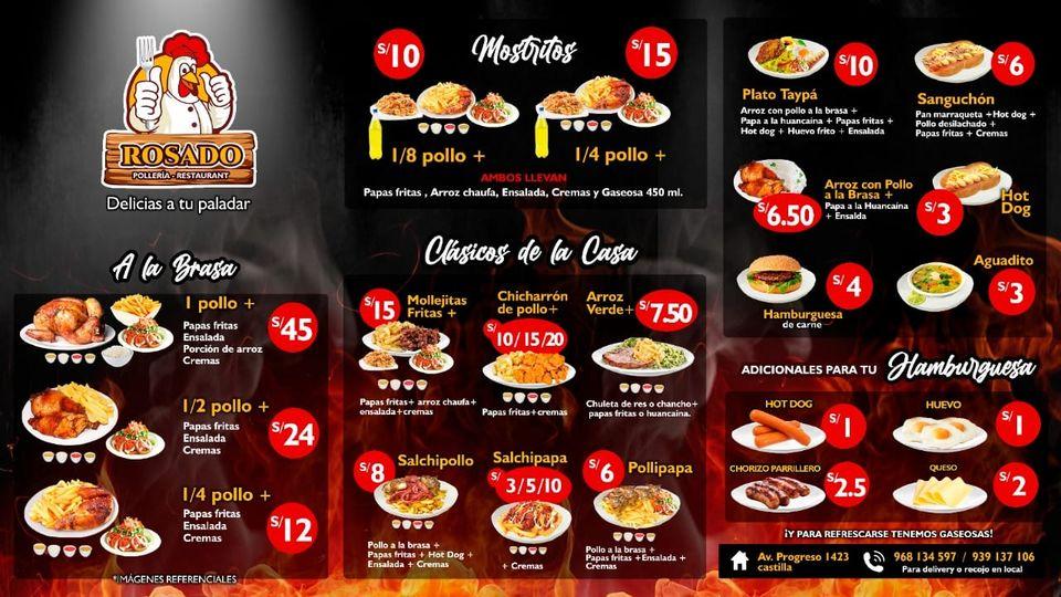 Carta de Restaurant - Pollería ROSADO, Piura