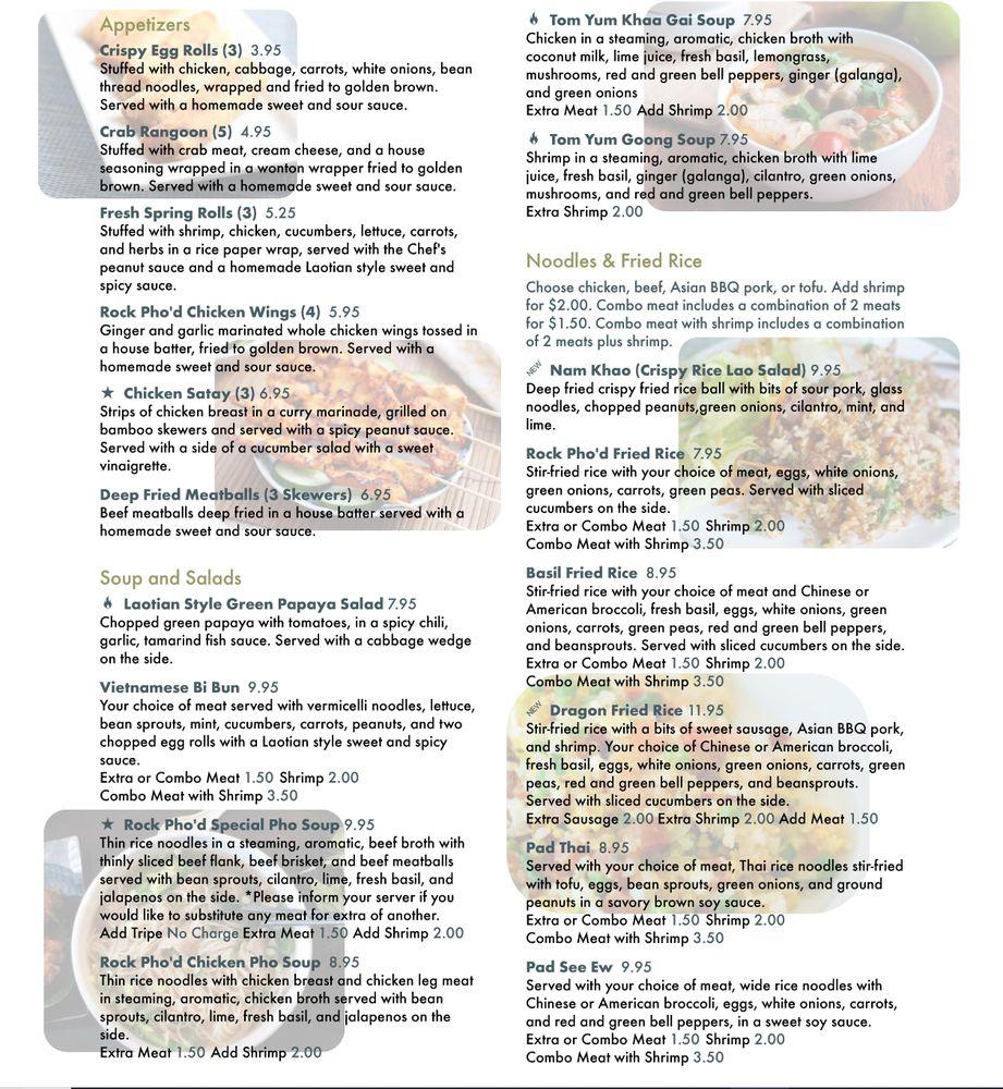 Menu at Rock-Pho'd Asian Fusion Cuisine restaurant, Rockford
