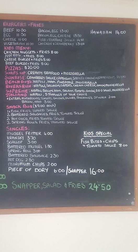 Menu at Salt Air Cafe, Ngunguru