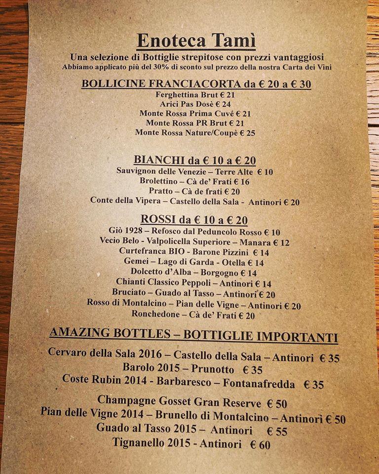 Menu at Tami' Ristorante Trattoria Di Lazzari Mauro S.A.S., Collio