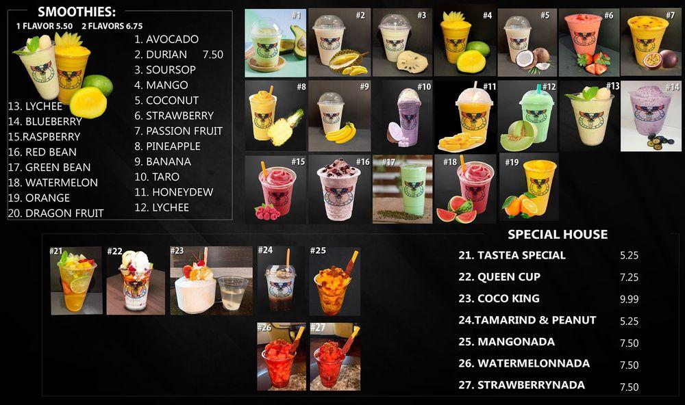 Menu at Tastea Boba restaurant, Phoenix