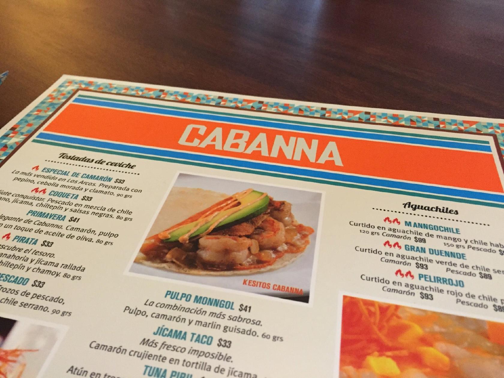 Menu at Cabanna Restaurant, Culiacán, Blvd. Francisco Labastida Ochoa 1695