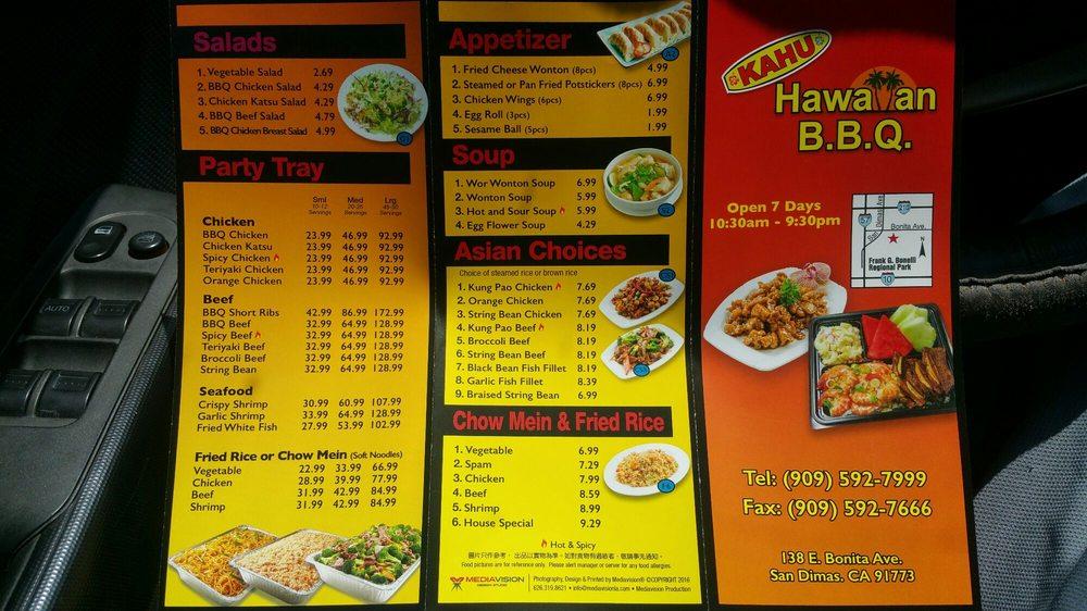 Menu at Kahu Hawaiian Bbq, San Dimas
