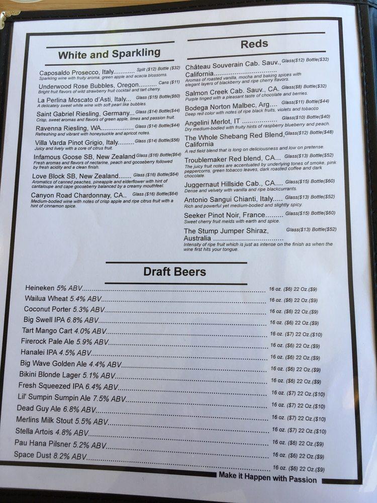 Menu at Lilikoi Bar and Grill, Lihue