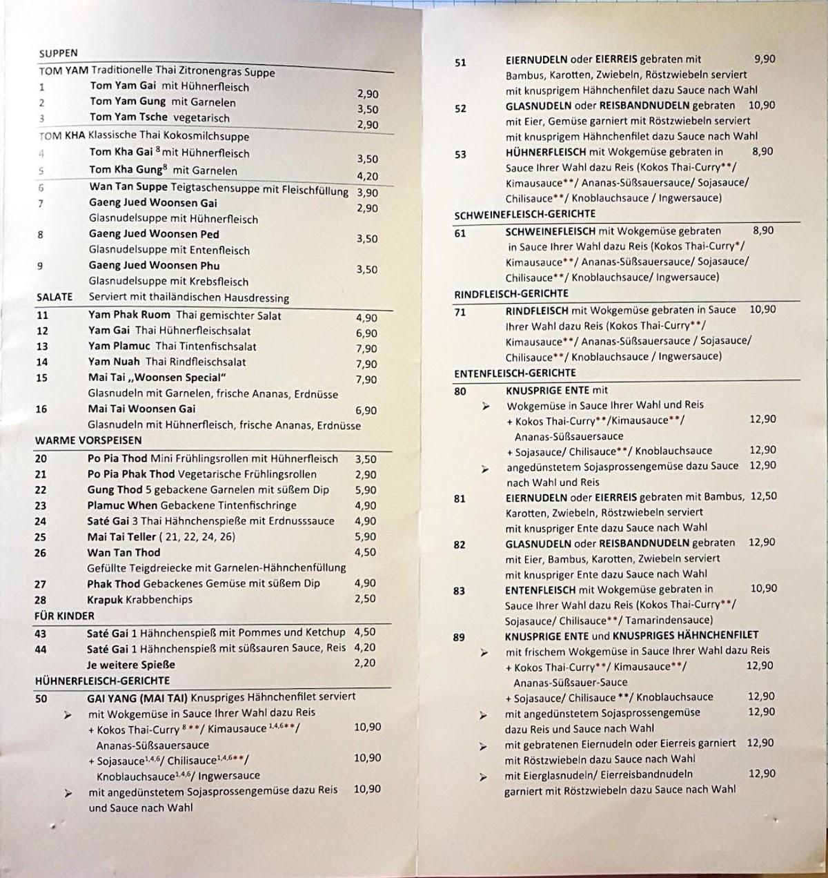 Speisekarte von Restaurant Mai Tai, Meitingen
