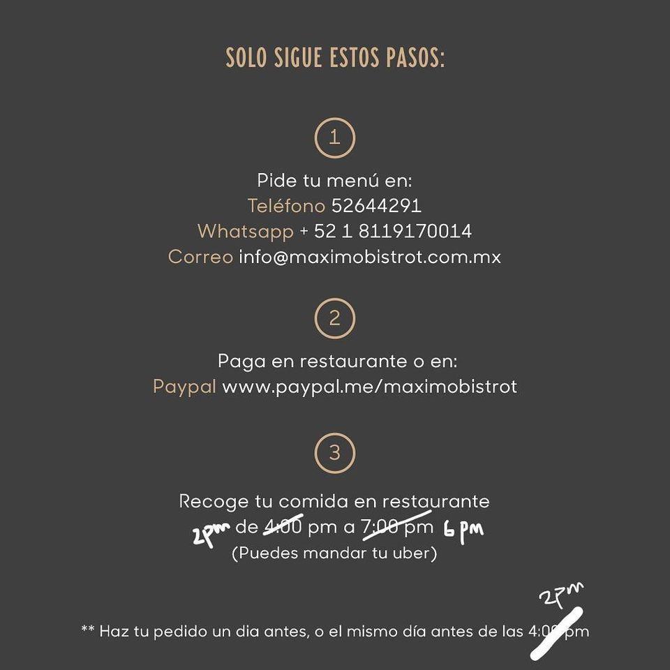 Menu at Maximo Bistrot restaurant, Mexico City, 65 Bis Calle Álvaro Obregón