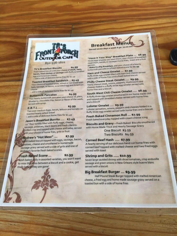 Menu at TC's Front Porch pub & bar, Navarre