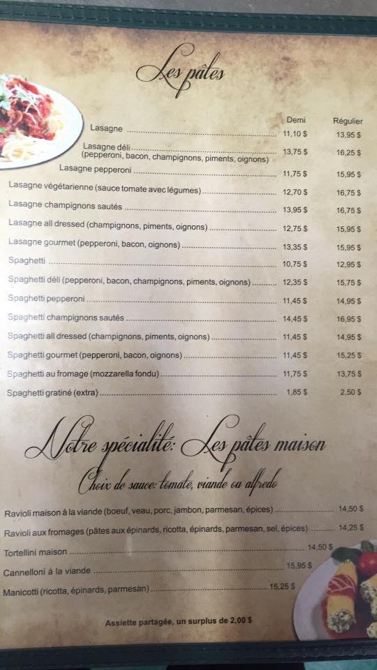 Menu at pizzeria Casa-Deli Inc., Lambton