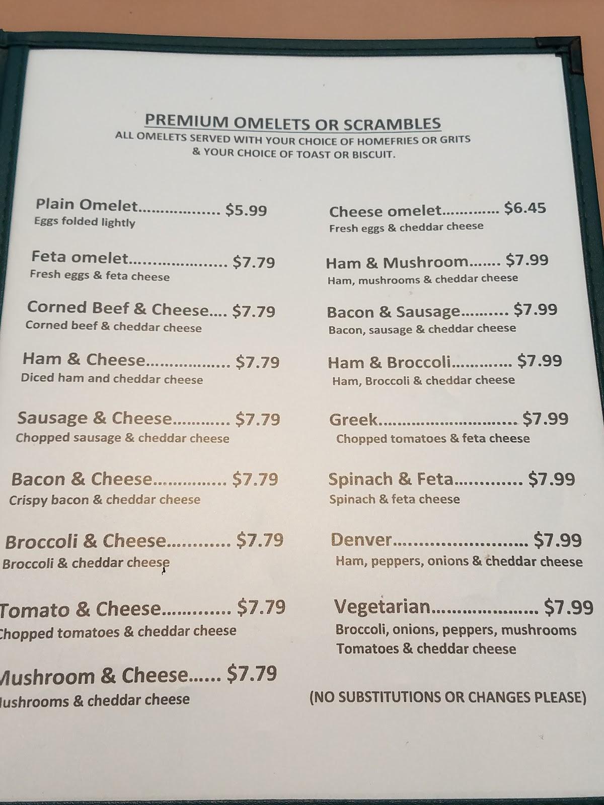 Menu at Billy's Cafe, Lady Lake