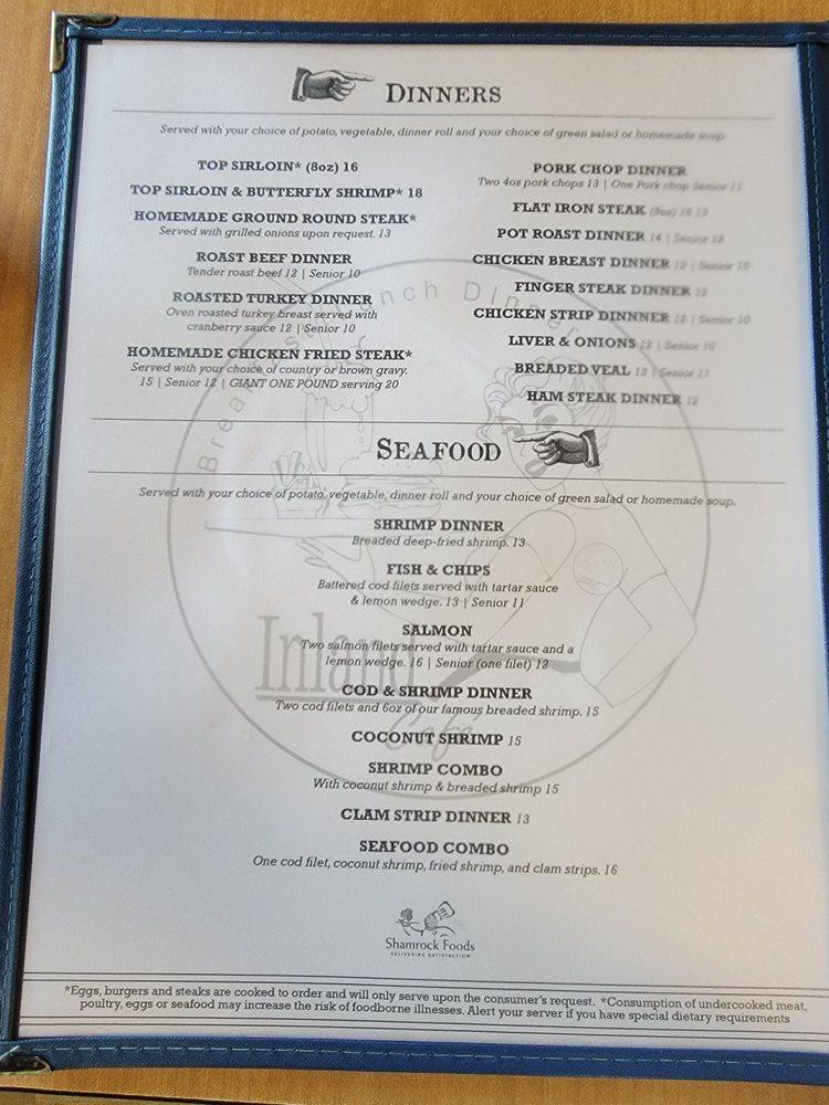 Carta de Inland Cafe, Baker City