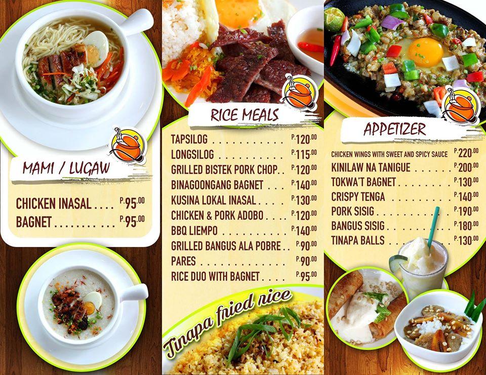 Menu at Kusina Lokal restaurant, Quezon City