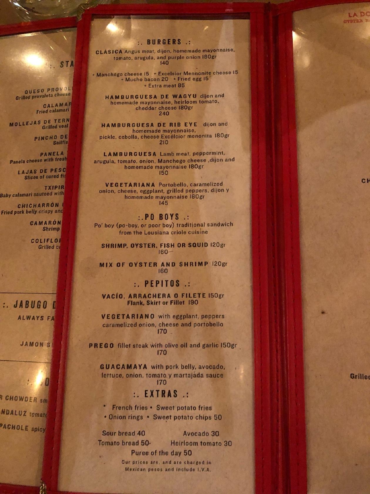 Carta del restaurante La Docena Roma, Ciudad López Mateos, Avenida ...
