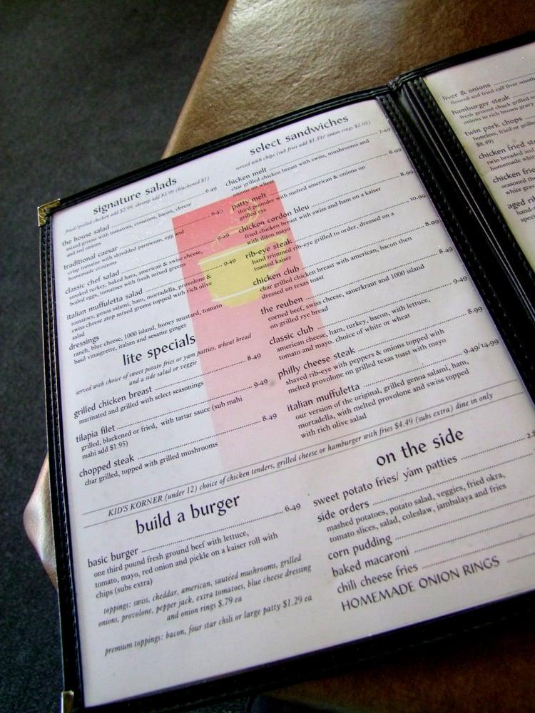 Menu at La Pines Cafe, Slidell