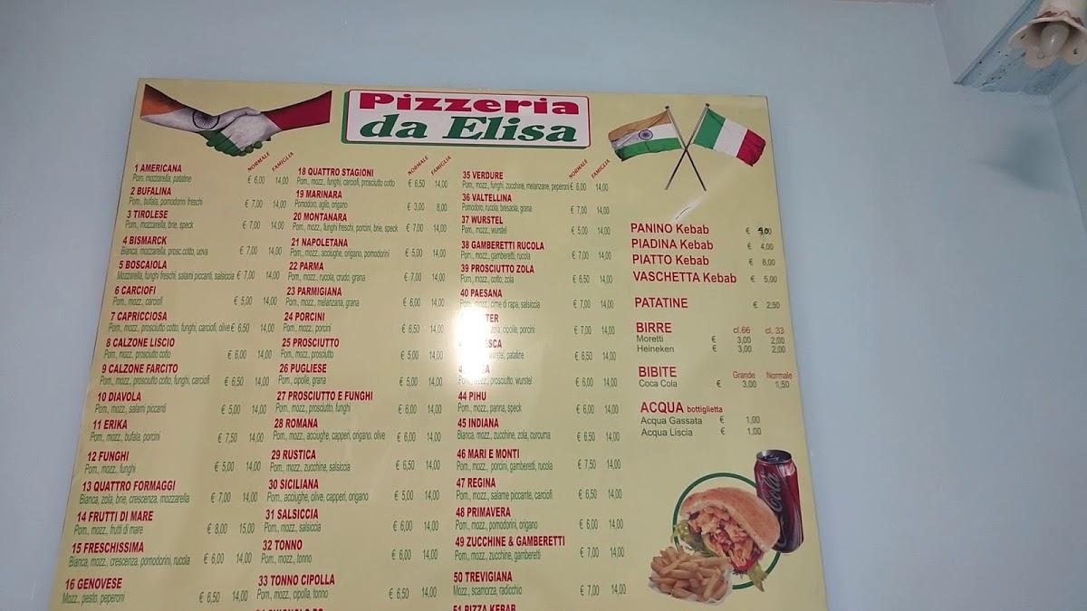Menu at Pizzeria da Elisa, Chignolo Po