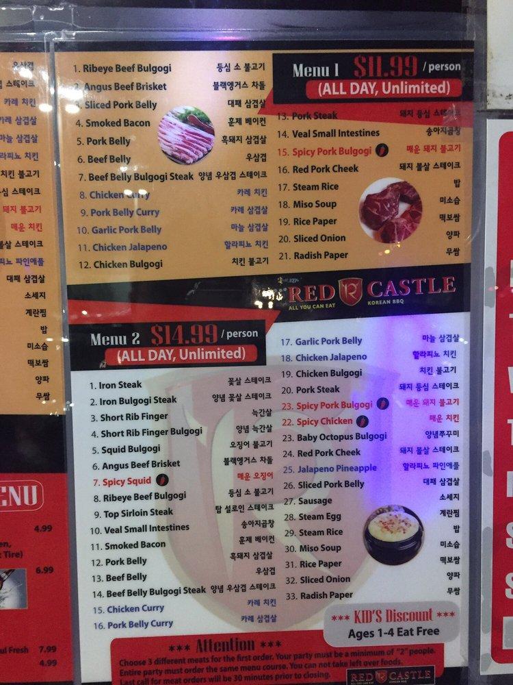 Menu at Red Castle Korean BBQ, Garden Grove