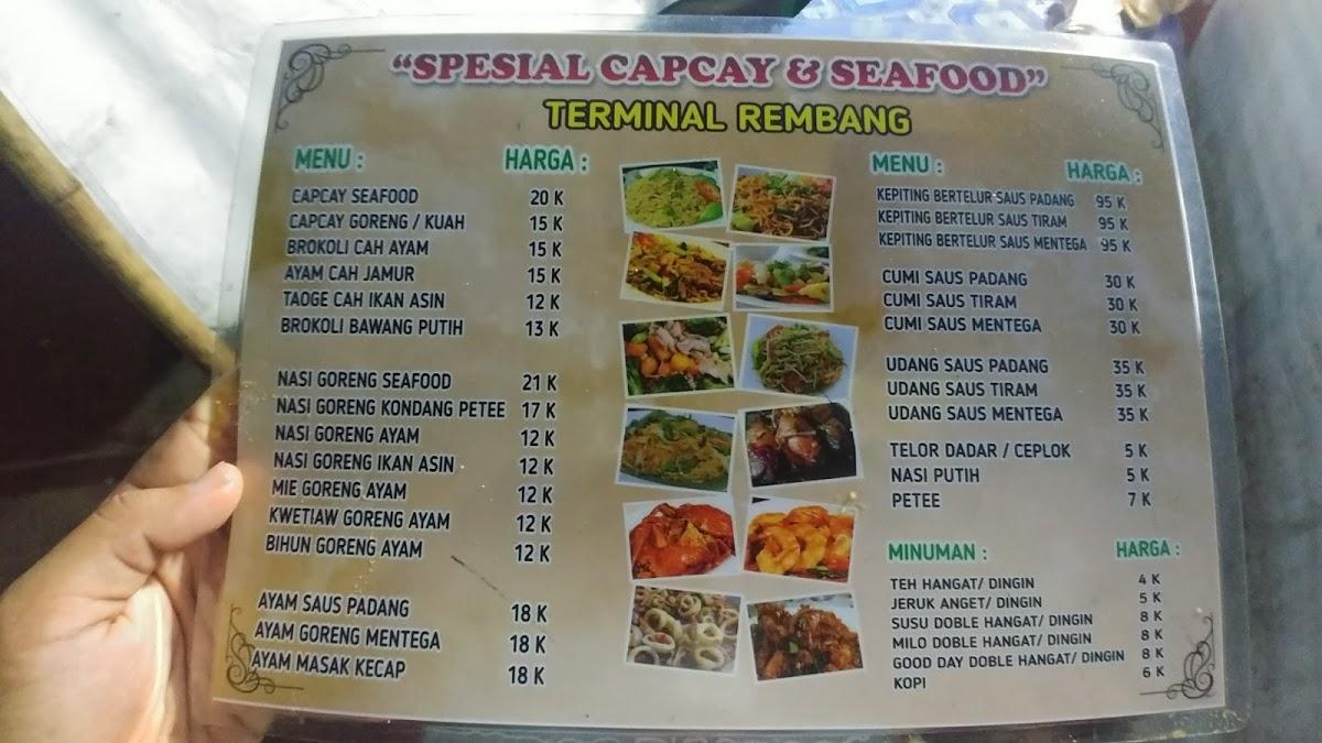 Menu at SPESIAL CAPCAY DAN SEA FOOD PAPI GUN TERMINAL REMBANG ...