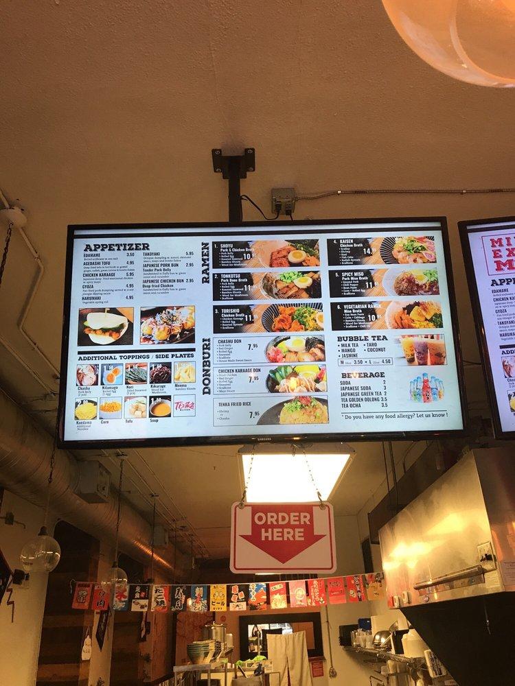 Menu at Tenka Ramen restaurant, Minneapolis