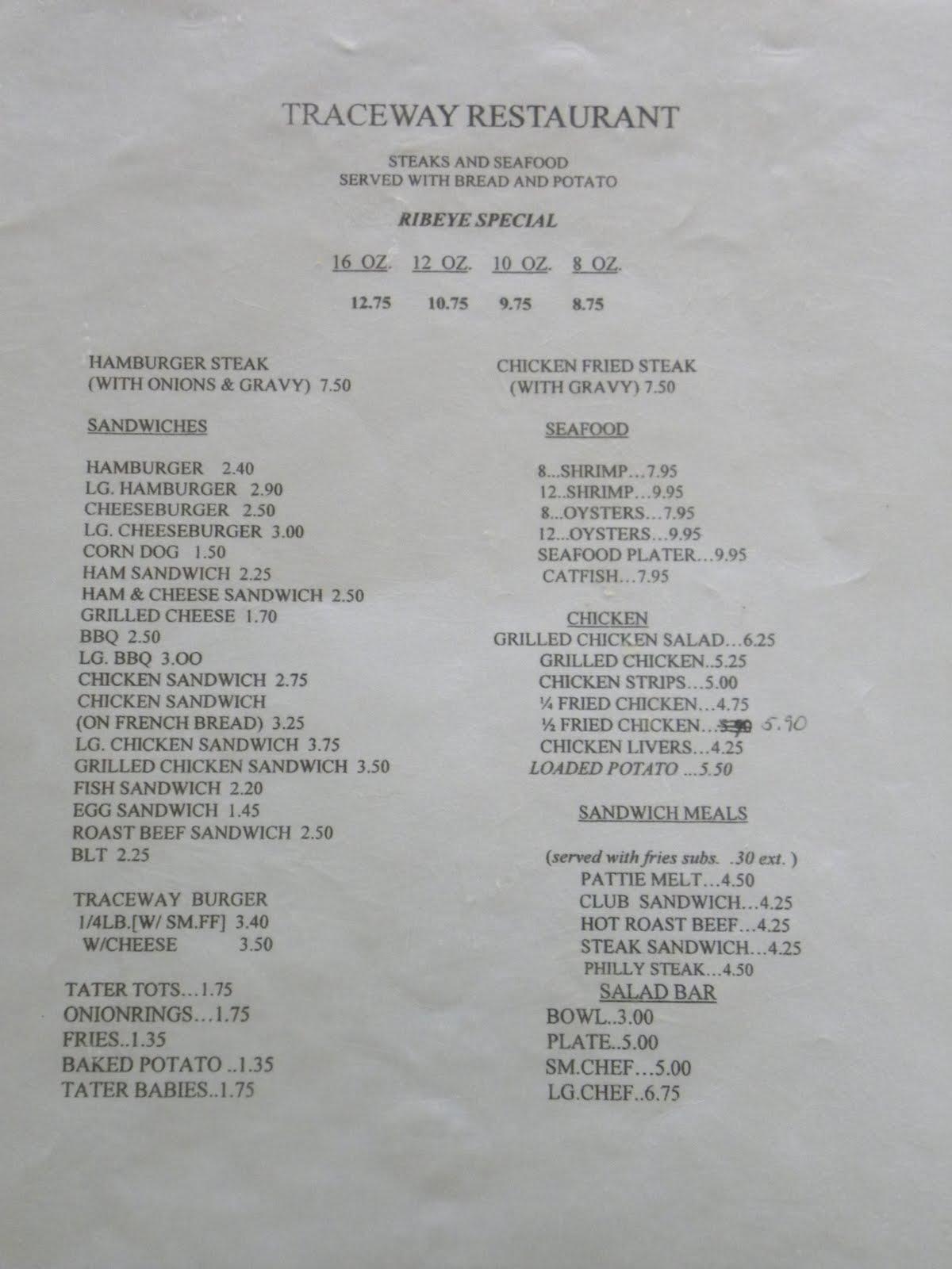 Menu at Trace-Way Restaurant, Mathiston, US-82