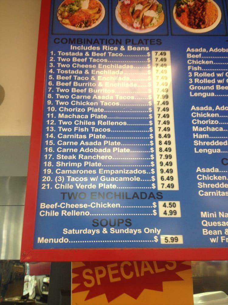 Carta del restaurante Arsenio's Mexican Food, Tulare