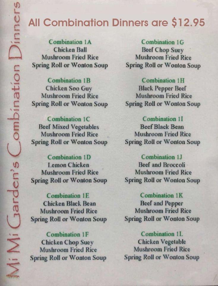 Menu at Mimi Gardens restaurant, Windsor