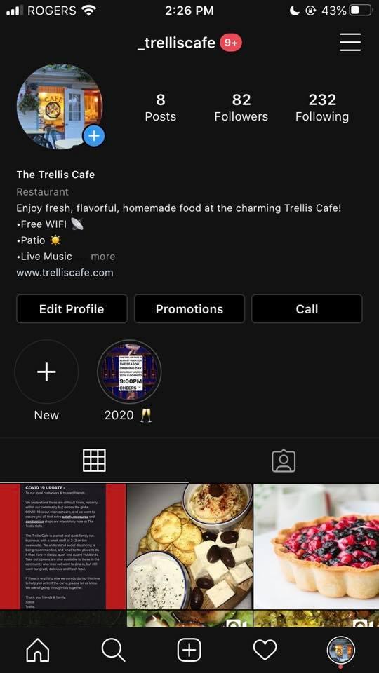 Menu at Trellis Cafe, Hubbards