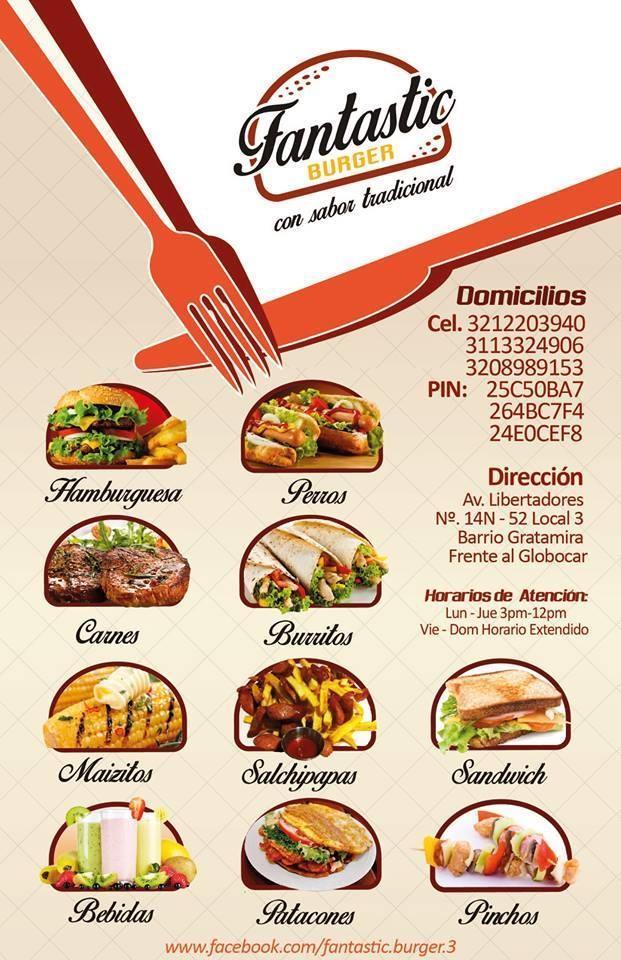 Menu at Fantastic Burger restaurant, Cúcuta
